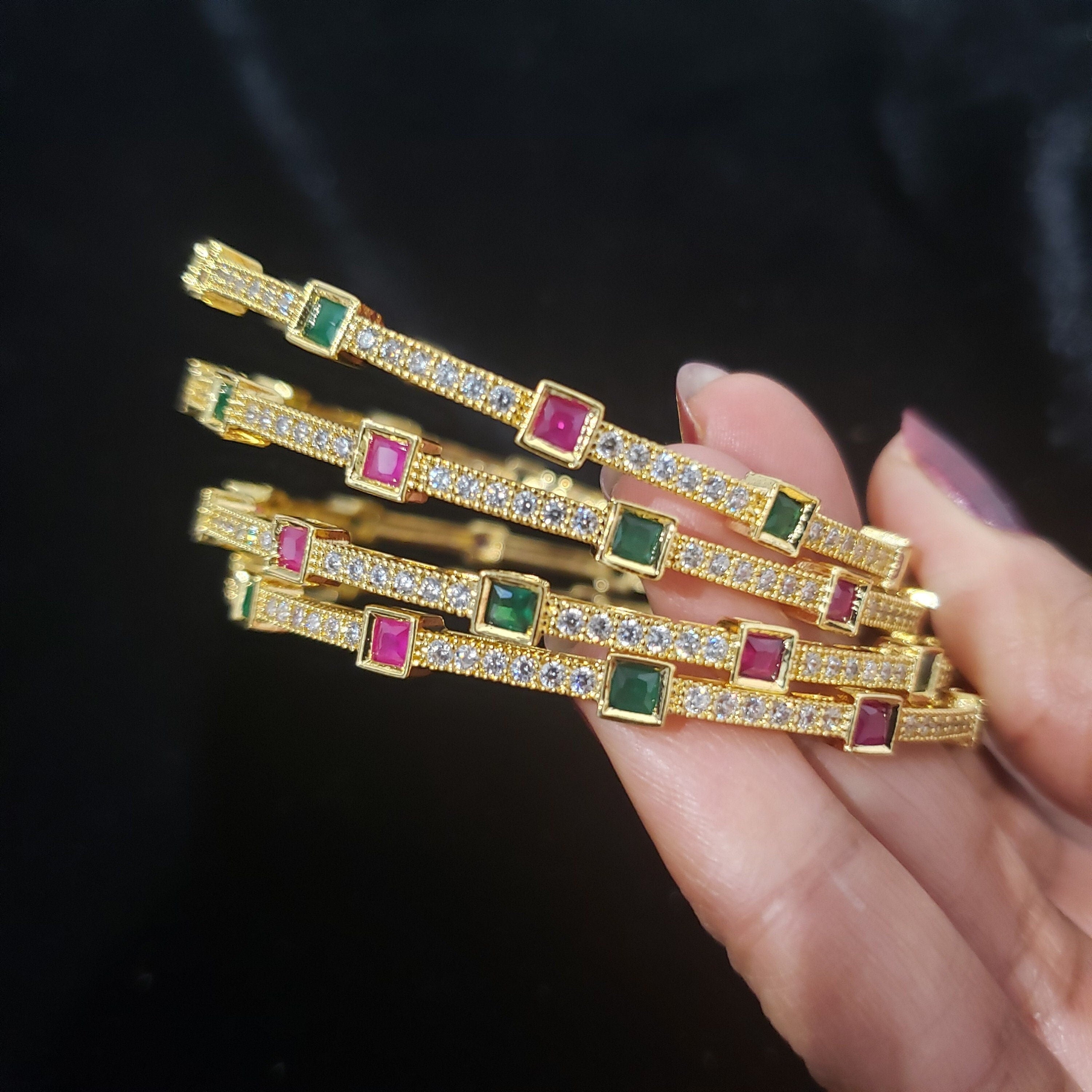 CZ and Ruby Bangles – Nemali LLC