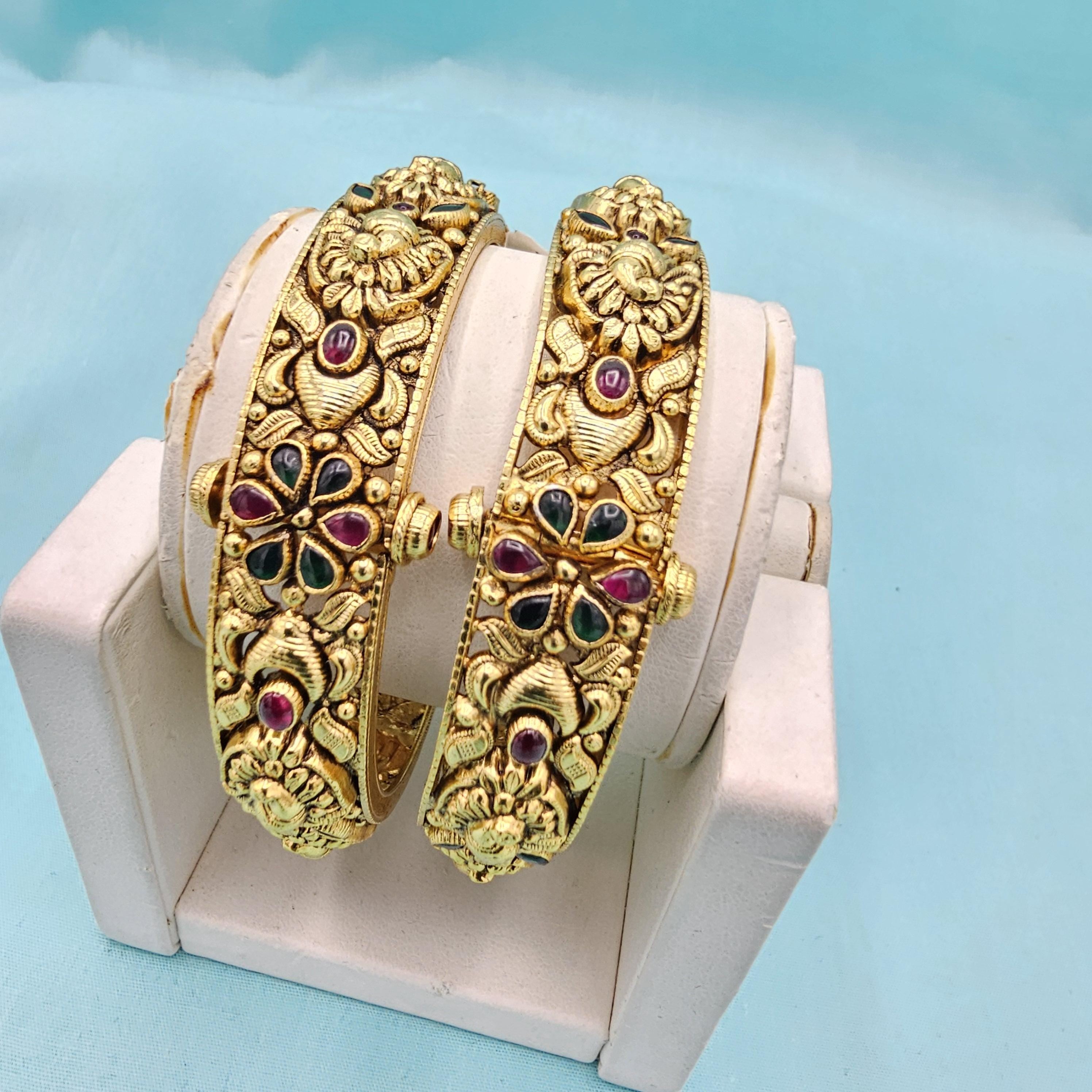 2.6 Silver Nakshi bangles – Nemali LLC